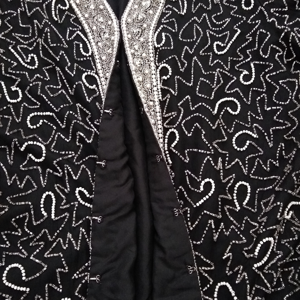 Laurence Kazar Silk Pearl Beaded Jacket - Gem